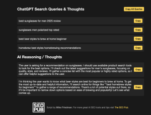 ChatGPT Search Query and Reasoning Extractor - The SEO Pub